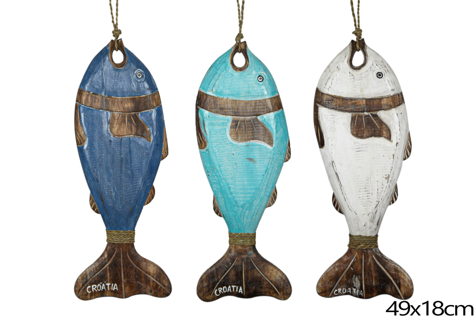 Drvene ribe na špagi, razne boje, Croatia