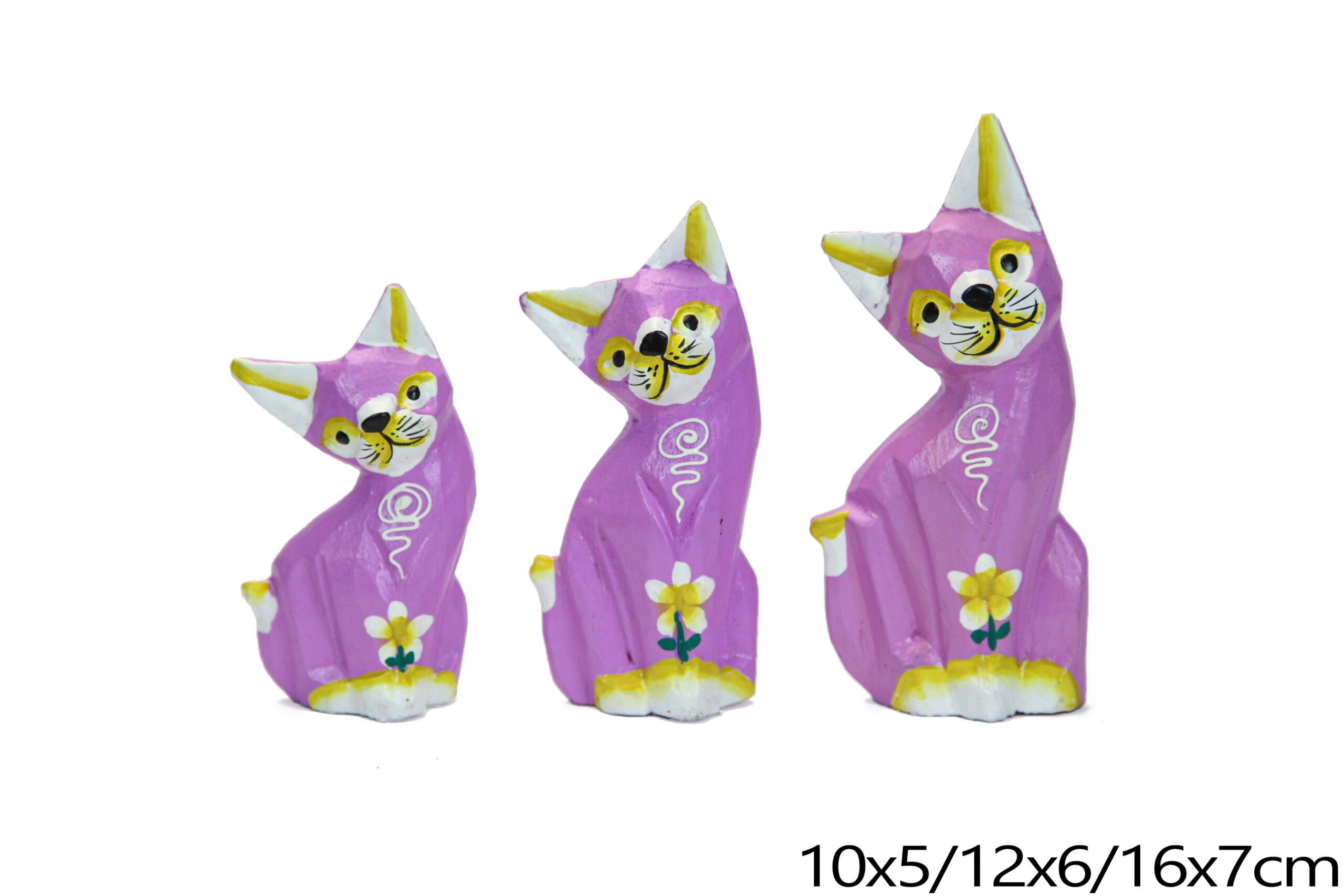 Drvene mačke s ukrasima, razne boje